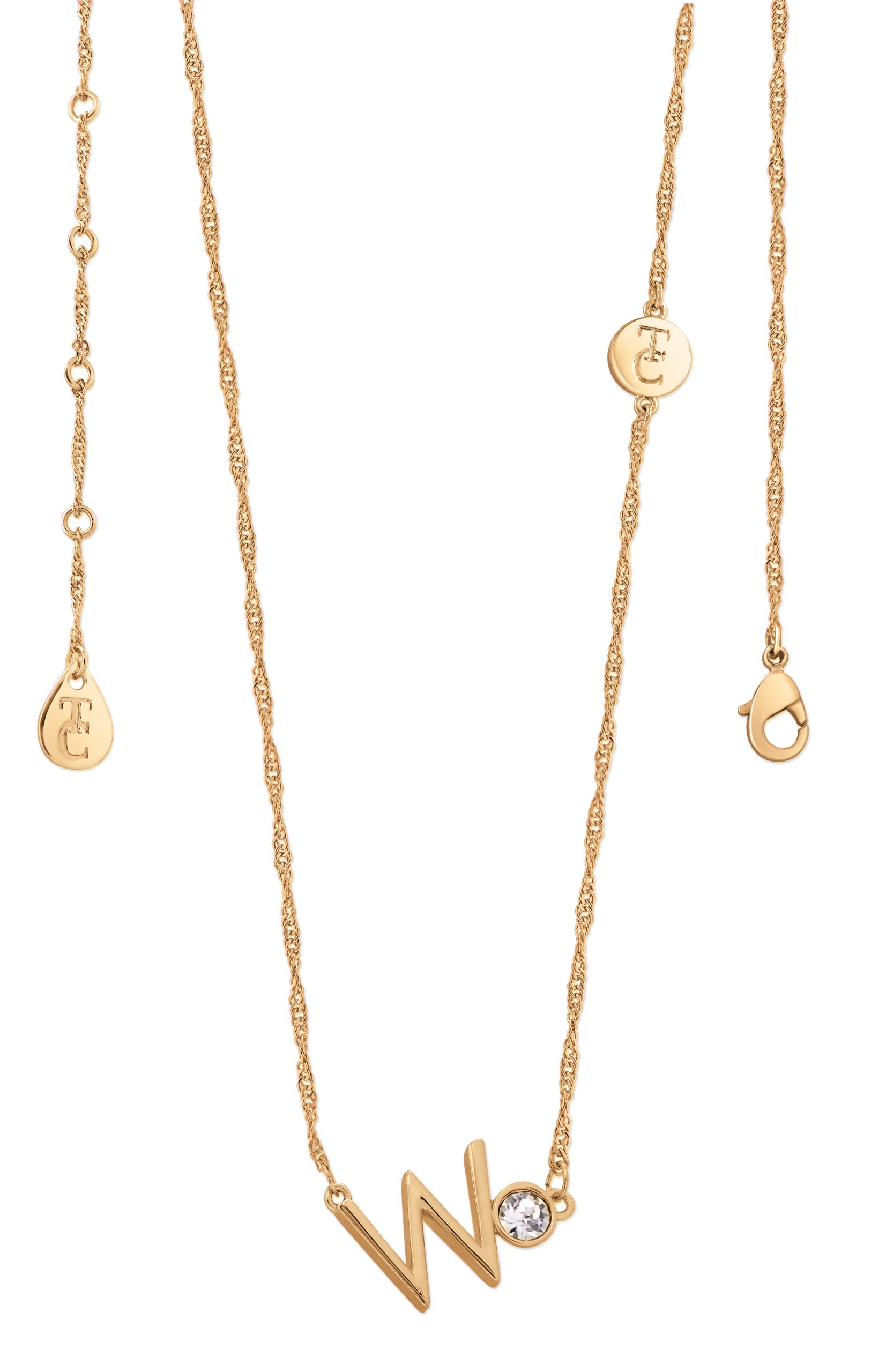 TIPPERARY CRYSTAL LETTER “W” PENDANT GOLD – Tipperary Crystal