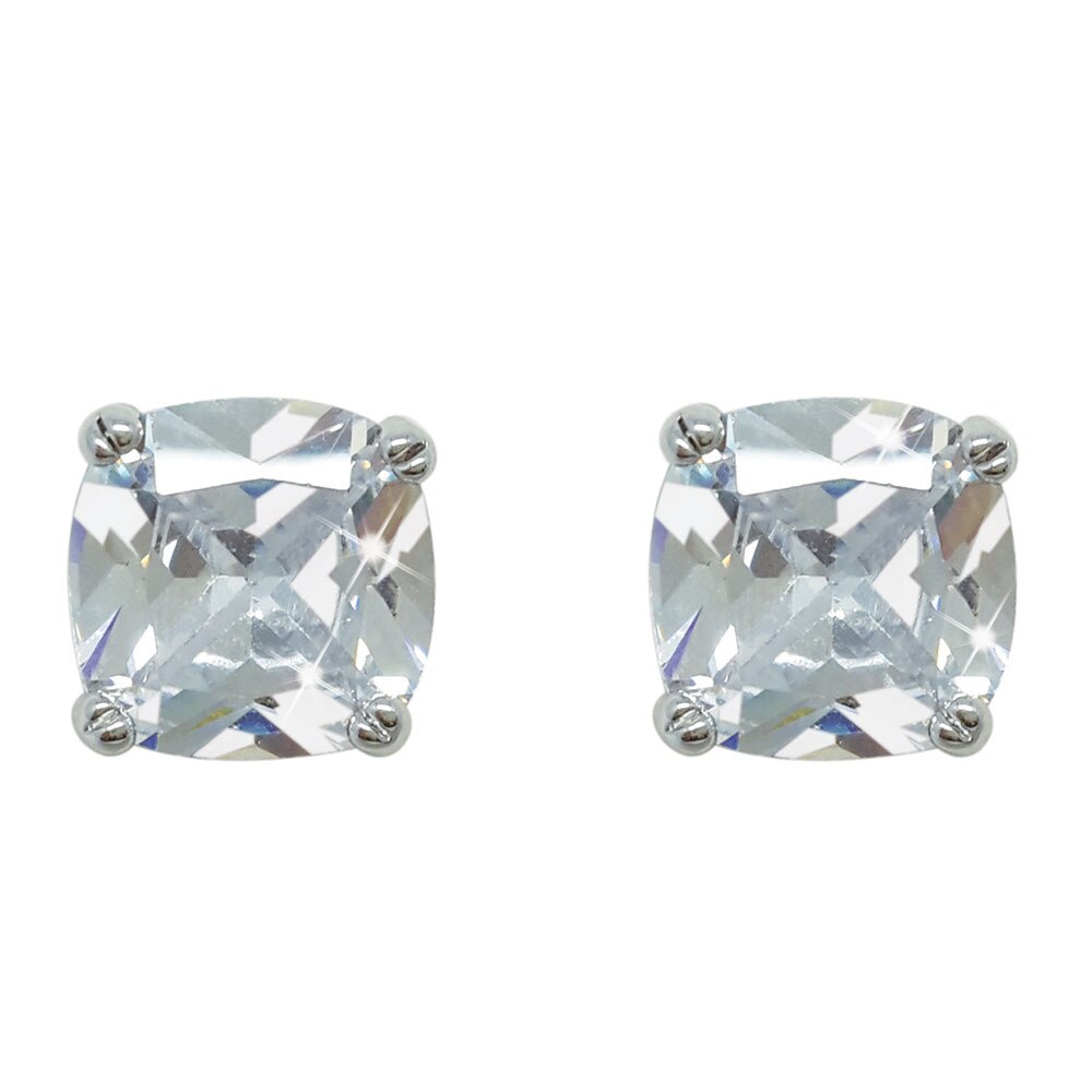 Silver Square Earrings With Clear Stone – Tipperary Crystal